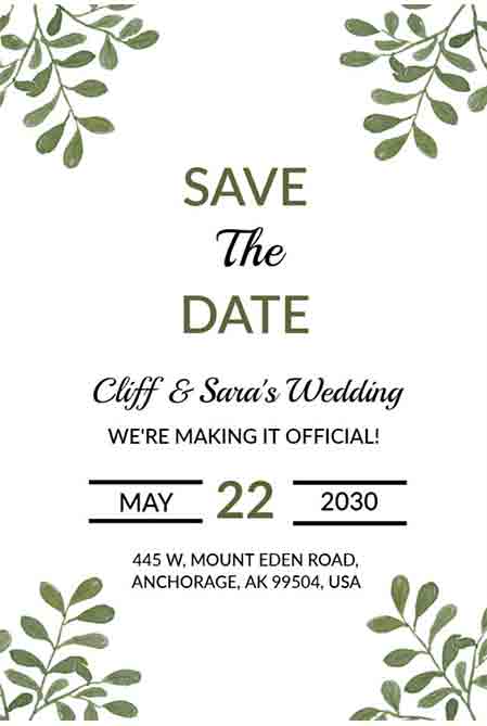 Save The Date Wedding Invitation Templates - Free | Editable