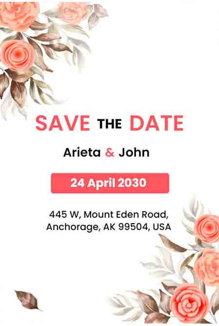 Save The Date Wedding Invitation Templates - Free | Editable
