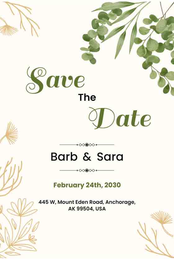 Save The Date Wedding Invitation Templates - Free | Editable