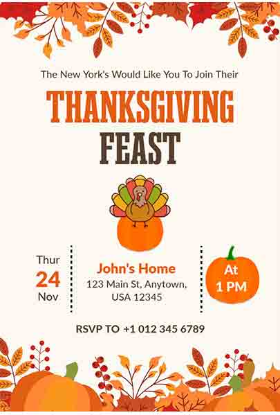 Thanksgiving Invitation Templates - Free | Edit | Download