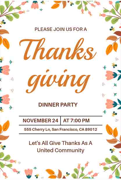 Thanksgiving Invitation Templates - Free | Edit | Download