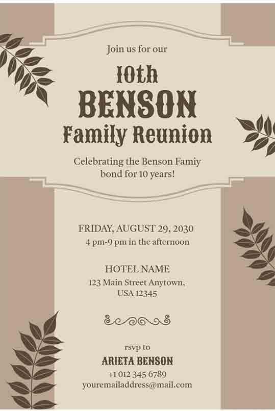 Family Reunion Invitation Templates – Free | Editable