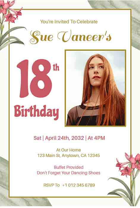 18th Birthday Invitation Templates - Free | Editable