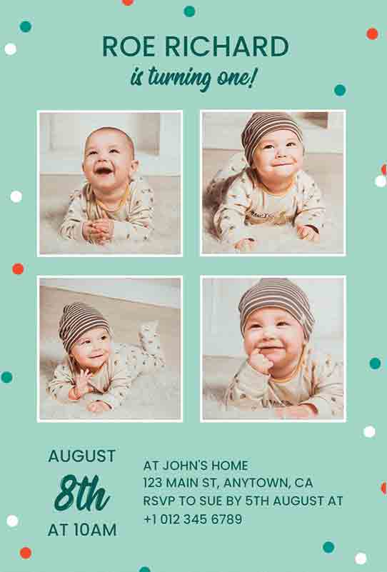 1st Birthday Invitation Templates - Free | Customizable