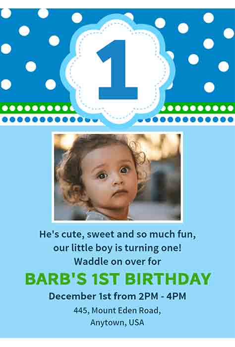 1st Birthday Invitation Templates - Free | Customizable