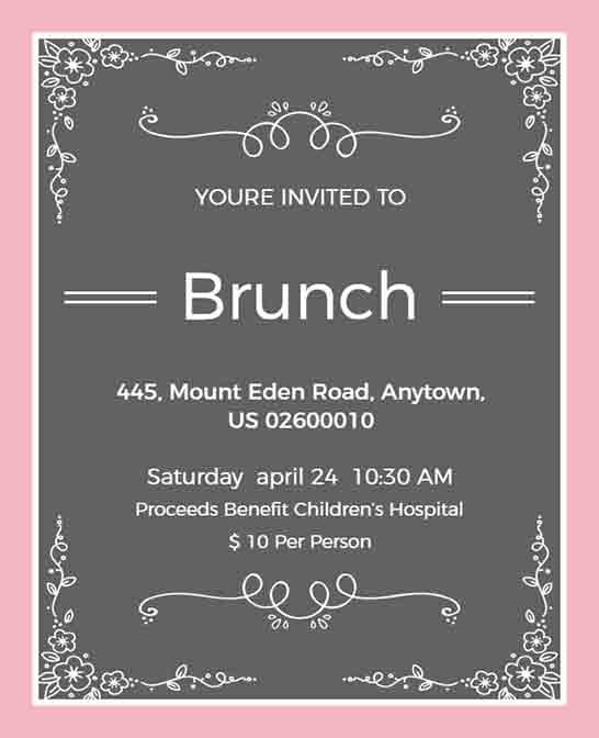 Brunch Invitation Templates - Free | Customizable | Download