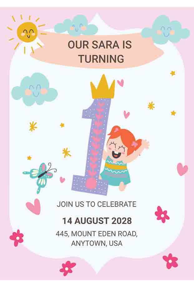 1st Birthday Invitation Templates - Free | Customizable