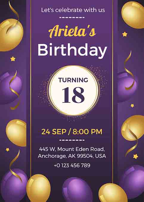 18th Birthday Invitation Templates - Free | Editable