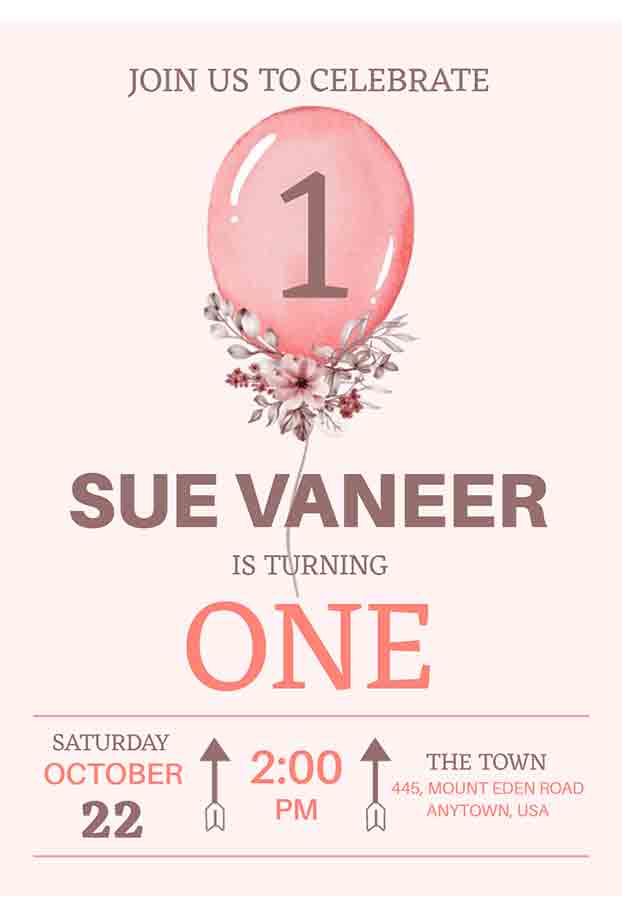 1st Birthday Invitation Templates - Free | Customizable