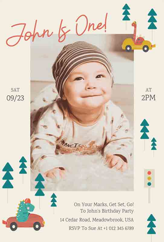1st Birthday Invitation Templates - Free | Customizable
