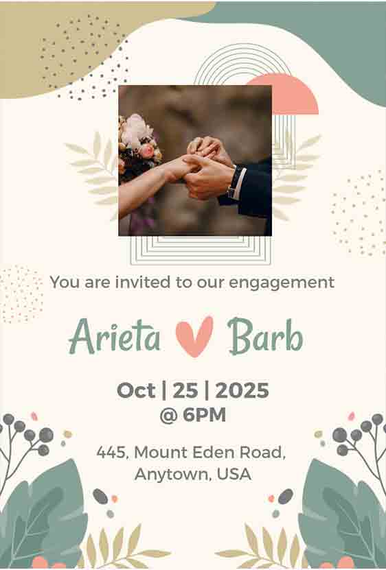 Engagement Invitation Templates - Free | Editable | Printable