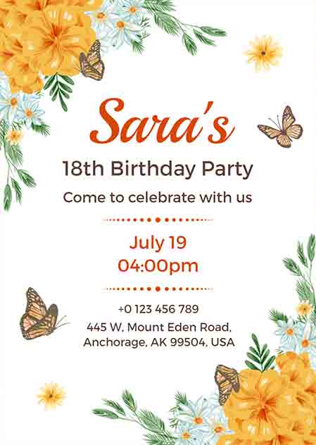 18th Birthday Invitation Templates - Free | Editable