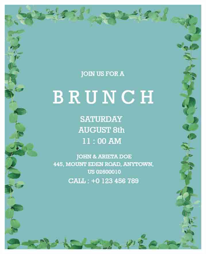 Brunch Invitation Templates - Free | Customizable | Download