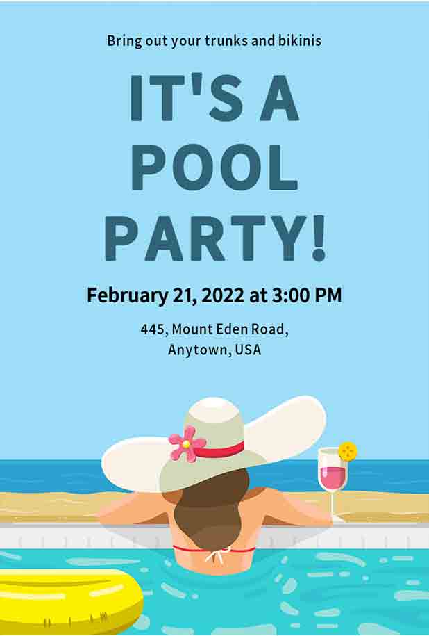 Pool Party Invitation Templates - Free | Customizable