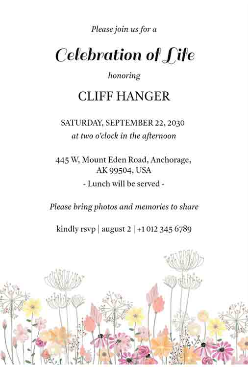 Funeral Invitation Templates - Free | Edit | Download