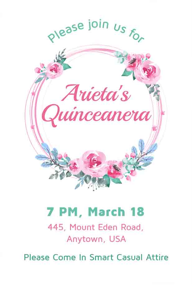 Quinceanera Invitation Templates - Free | Edit | Download