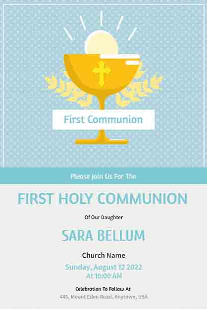 First Holy Communion Invitation Templates - Free | Editable
