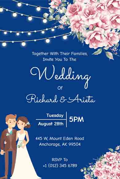Blue Wedding Invitation Templates - Free | Edit | Download