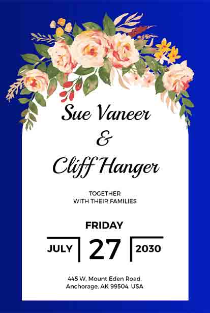 Blue Wedding Invitation Templates - Free | Edit | Download