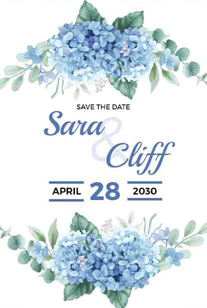 Blue Wedding Invitation Templates - Free | Edit | Download