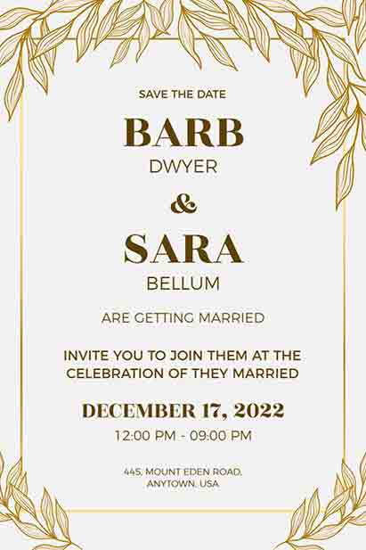 White And Gold Wedding Invitation Templates - Free | Edit