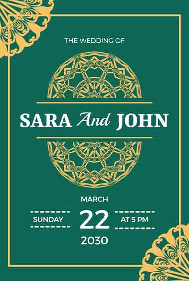 Green Wedding Invitation Templates - Free | Edit | Download