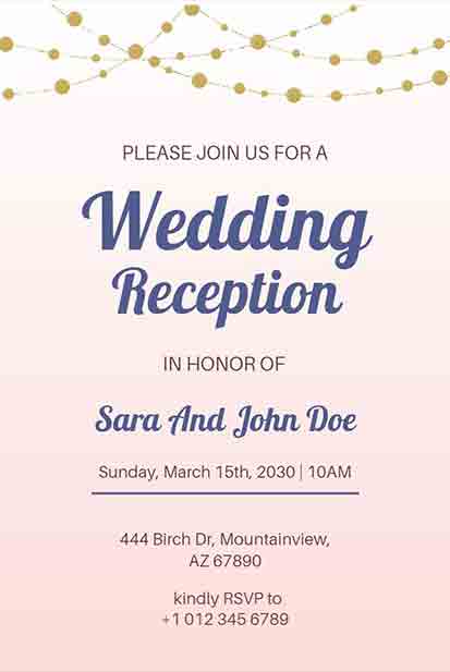 Wedding Reception Invitation Templates - Free | Downloadable