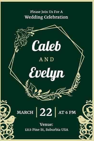 Green Wedding Invitation Templates - Free | Edit | Download