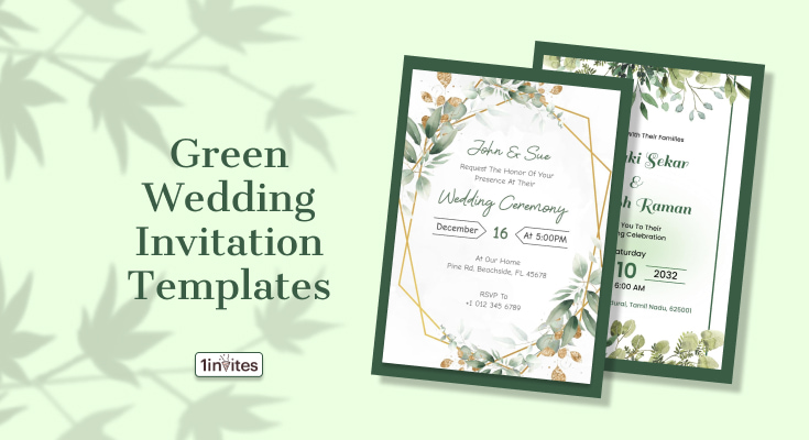 Green Wedding Invitation Templates - Free | Edit | Download