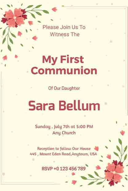 First Holy Communion Invitation Templates - Free | Editable
