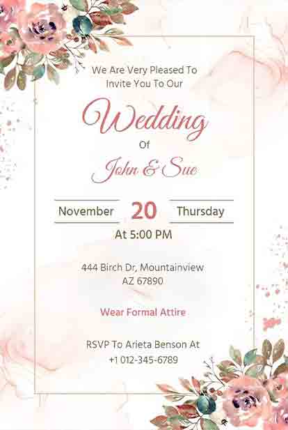 Floral Wedding Invitation Templates - Free | Edit | Download