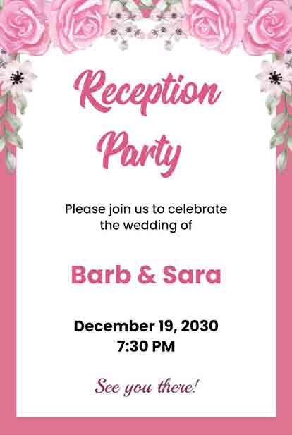 Wedding Reception Invitation Templates - Free | Downloadable