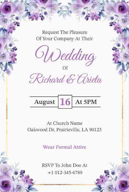 Floral Wedding Invitation Templates - Free | Edit | Download