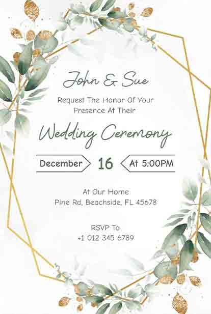 Green Wedding Invitation Templates - Free | Edit | Download