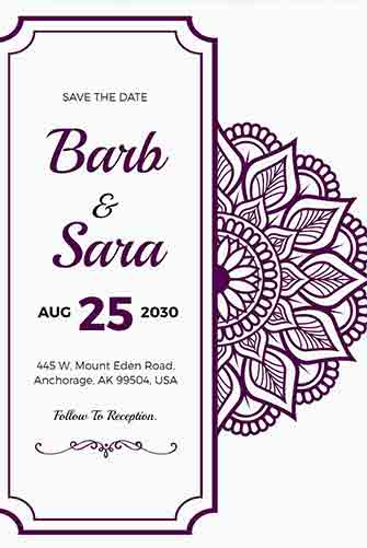 Purple Wedding Invitation Templates - Free | Customizable