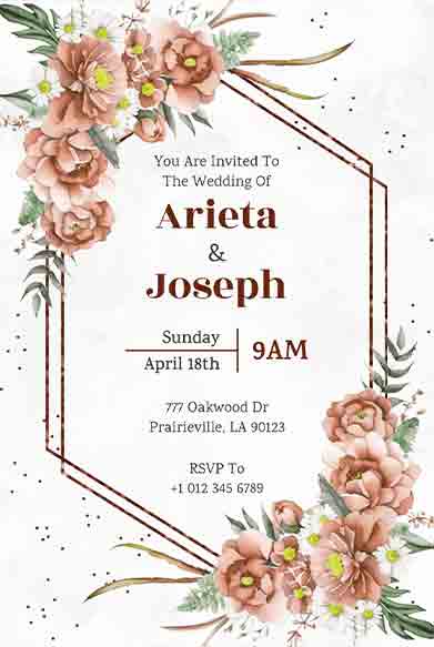 Floral Wedding Invitation Templates - Free | Edit | Download