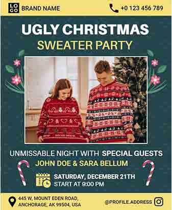 Ugly Christmas Sweater Invitation Templates - Free | Edit