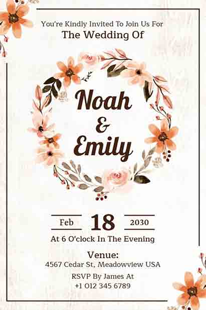 Floral Wedding Invitation Templates - Free | Edit | Download