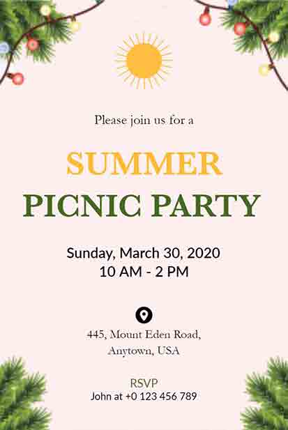Picnic Invitation Templates - Free | Editable | Printable
