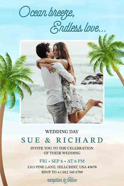 Beach Wedding Invitation Templates with Ocean Inspiration