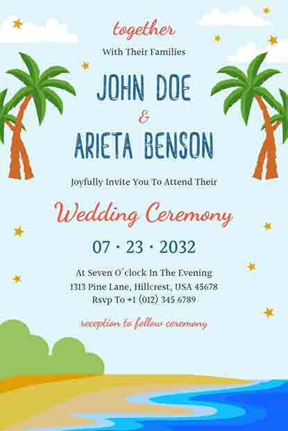 Beach Wedding Invitation Templates with Ocean Inspiration