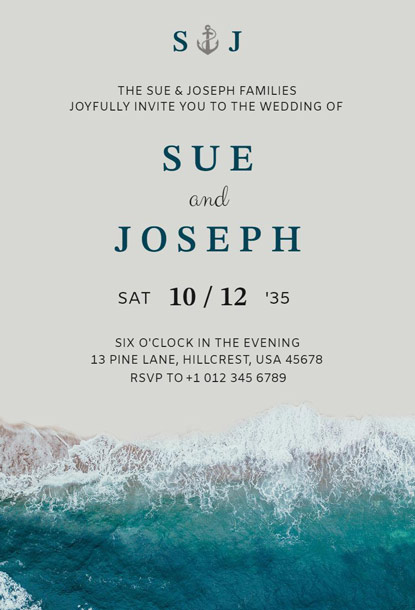 Beach Wedding Invitation Templates with Ocean Inspiration