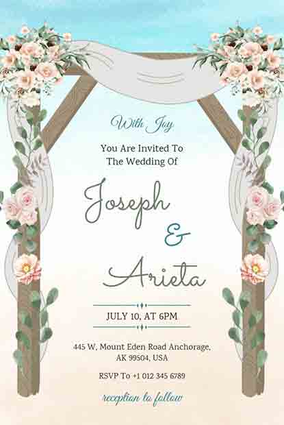 Beach Wedding Invitation Templates with Ocean Inspiration