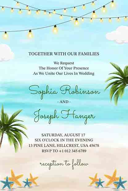 Beach Wedding Invitation Templates with Ocean Inspiration