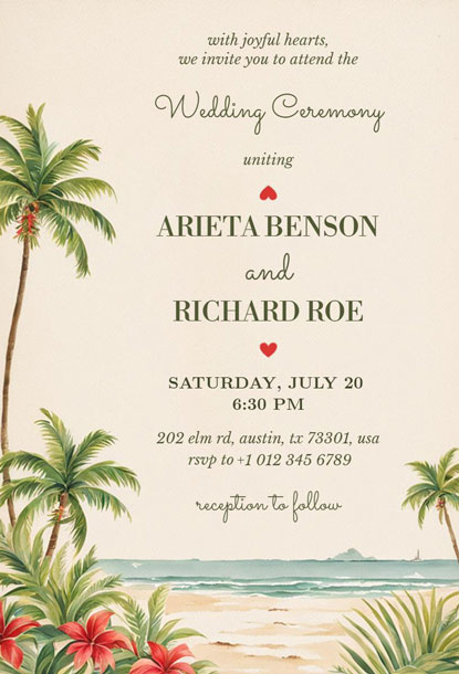Beach Wedding Invitation Templates with Ocean Inspiration