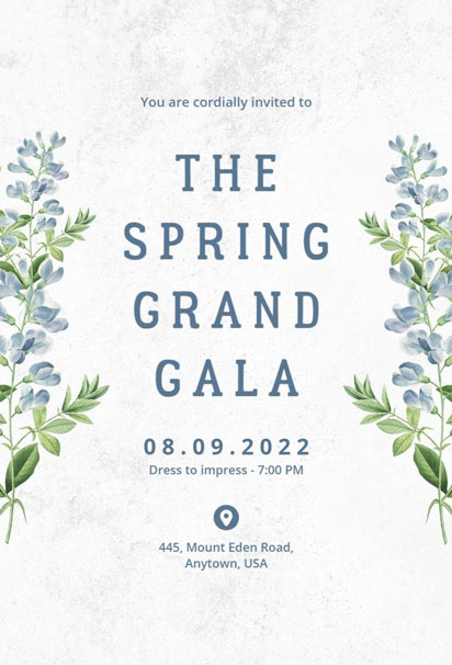 Classic Spring Gala Invitation Template for Elegant Events