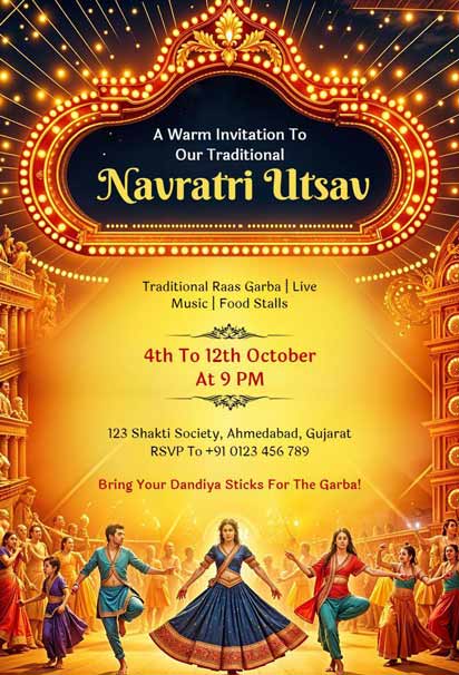 Gradient Navratri Utsav Invitation Template for Festive Joy