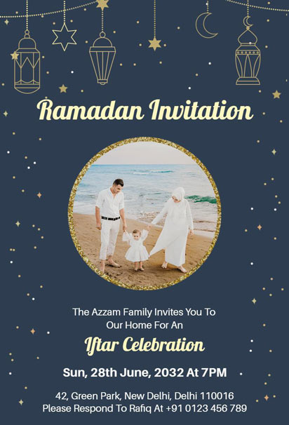Royal Ramadan Invitation Card with an Islamic Design
