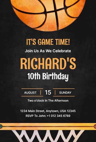 Basketball Party Invitation Free Template Basketball Birthday Sports
