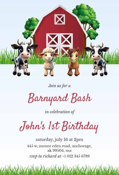 Farm Birthday Invitation Templates - Free | Edit | Download